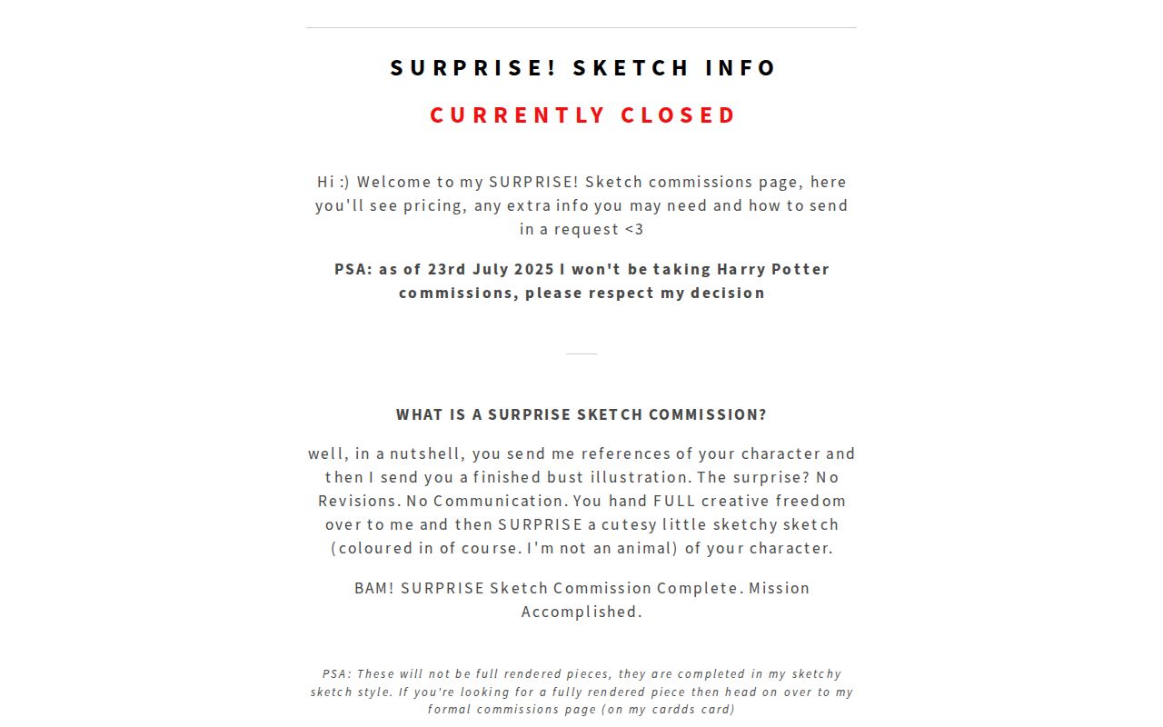 SURPRISE Sketch Commissions